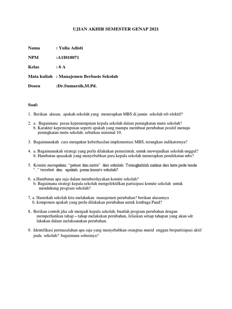 Uas MBS Yulia Adisti | PDF