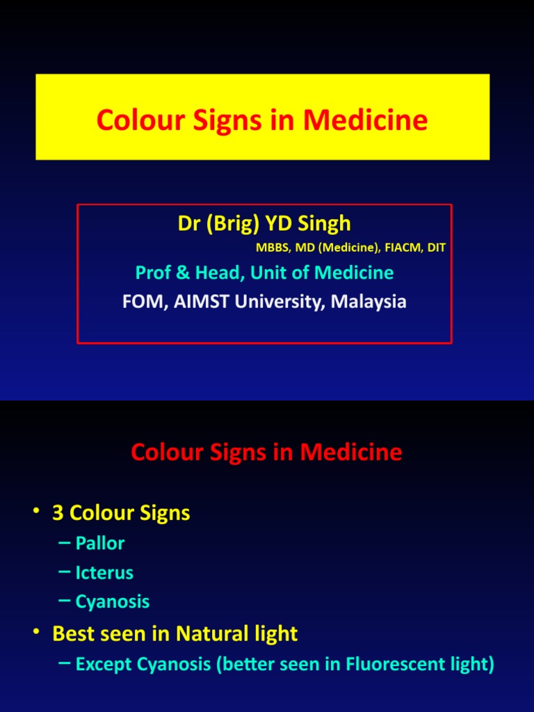 Medical Colour Signs Guide | PDF | Medical Specialties | Diseases And ...