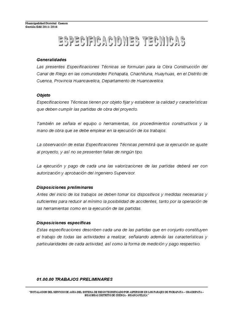 Espec. Tecnicas Cuenca | PDF | Hormigón | Cemento