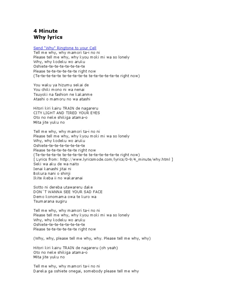 4Minute "Why" Lyrics Analysis | PDF