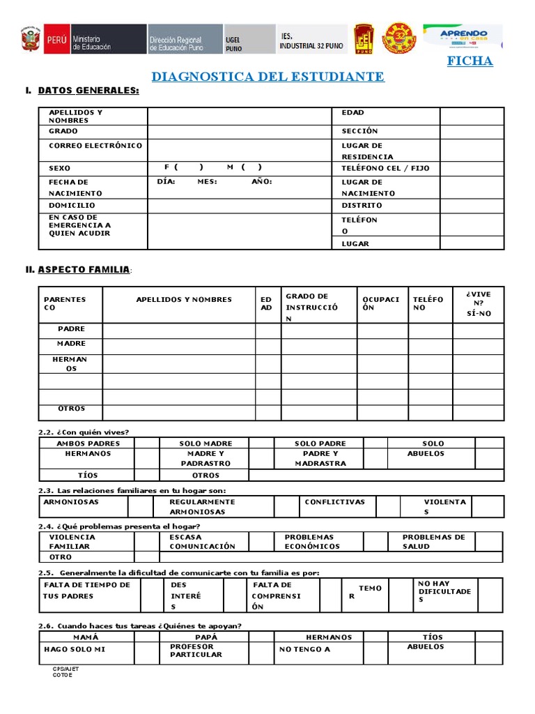 Ficha-Diagnostica - Del Estudiante Iesi 32 - 2021 | PDF | Conceptos psicologicos | La naturaleza ...