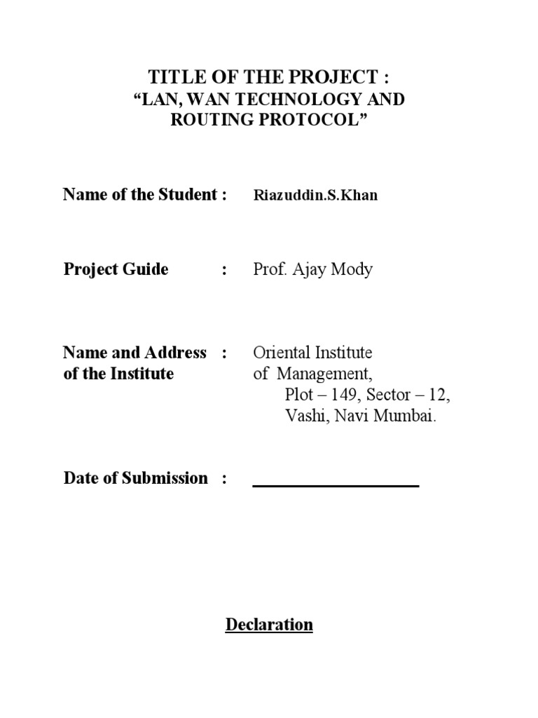 Title of The Project:: "Lan, Wan Technology and Routing Protocol" | PDF ...