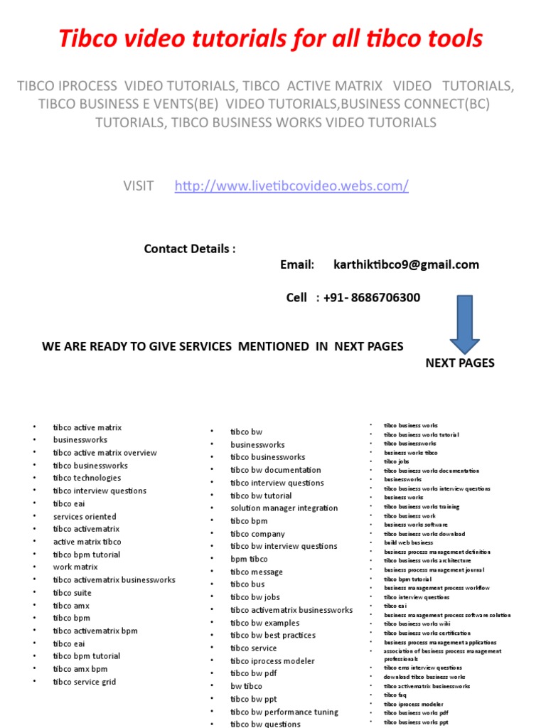 TIBCO Video Tutorials For - BW, Be, BC, Iprocess, Activematrix (Amx ...