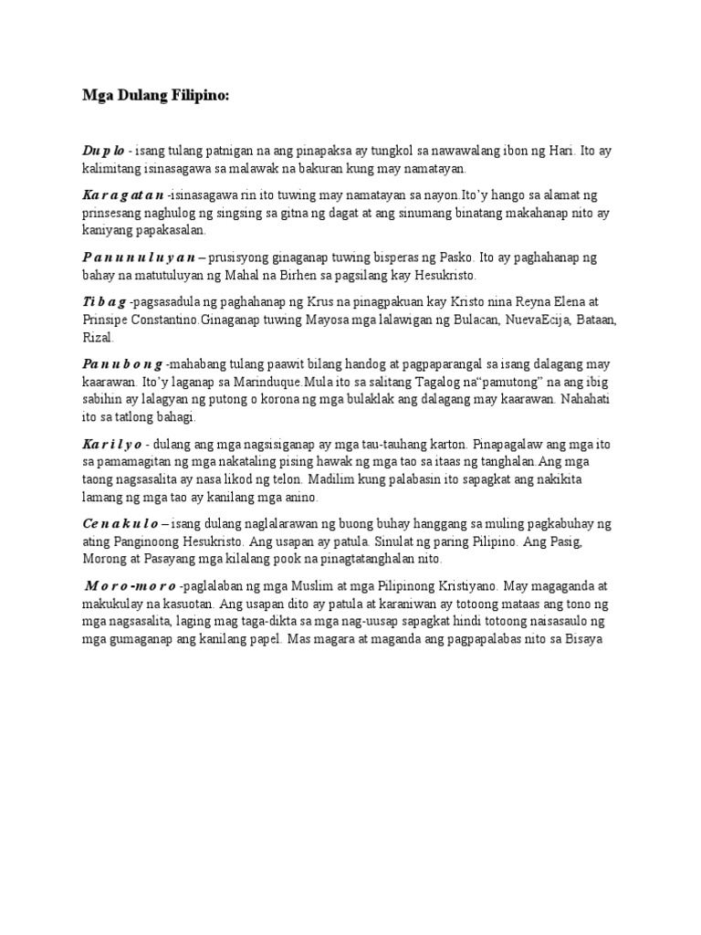 Mga Dulang Filipino | PDF
