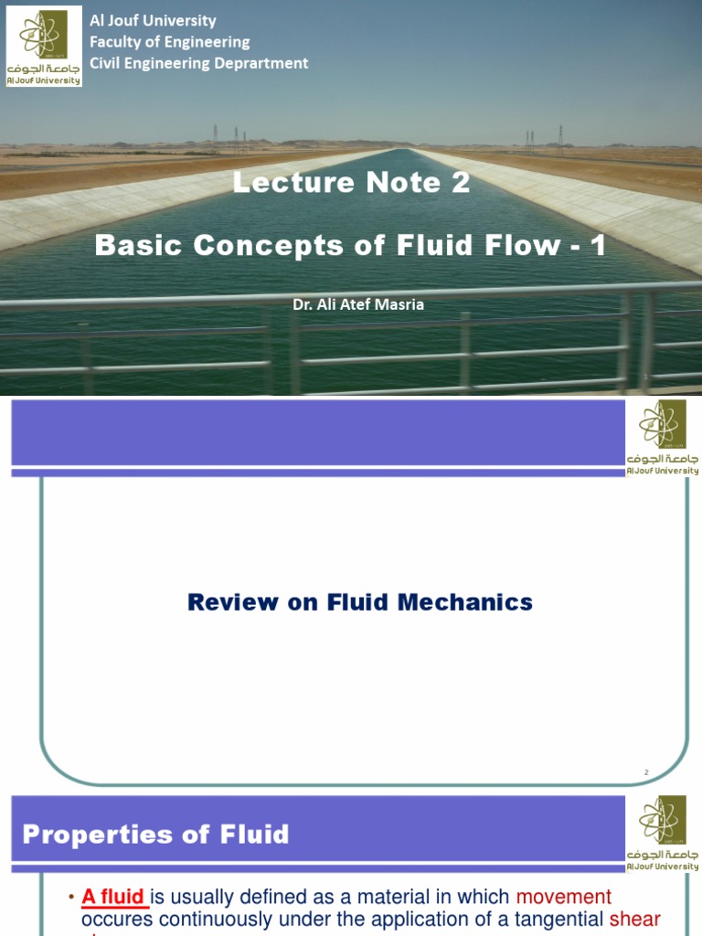 Lecture3. Basic Concepts of Fluid Flow1 | PDF | Fluid Dynamics ...