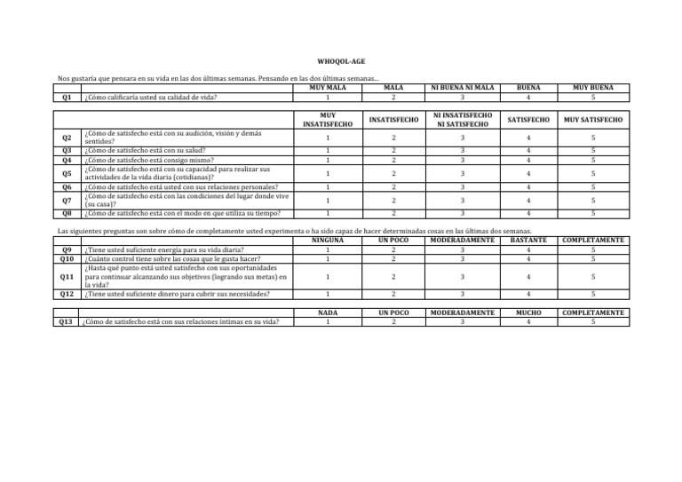 Cuestionario WHOQOL AGE | PDF