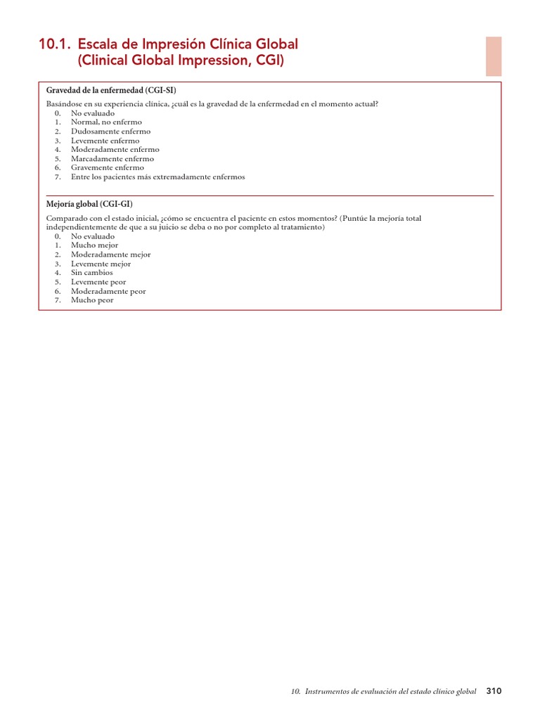 Escala de Impresión Clínica Global (Clinical Global Impression, CGI) | PDF