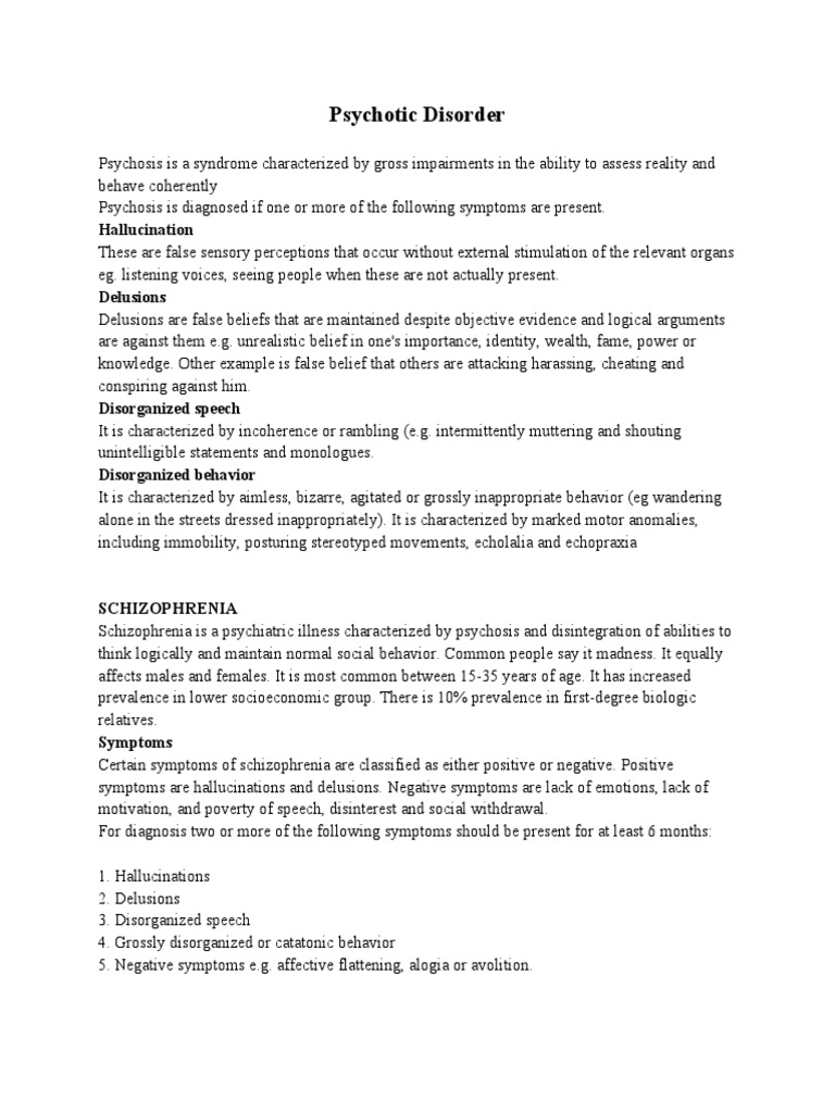 Psychotic Disorder: Hallucination | PDF | Hallucination | Major ...