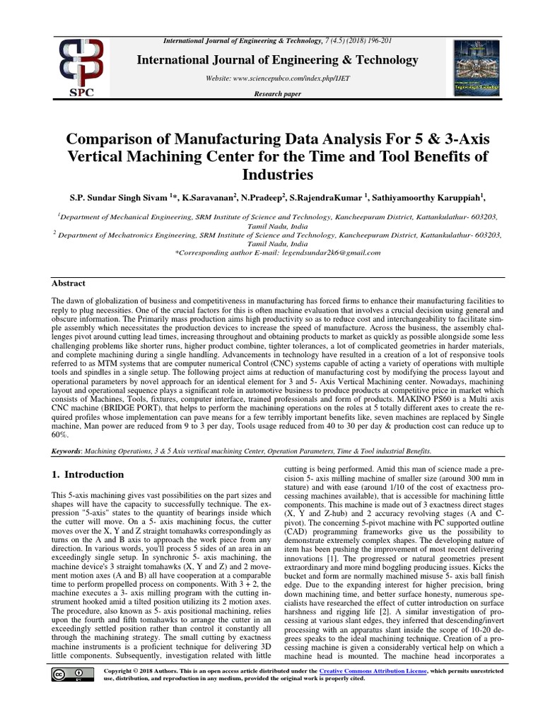 Comparison of Manufacturing Data Analysis For 5 3 | PDF | Machining ...