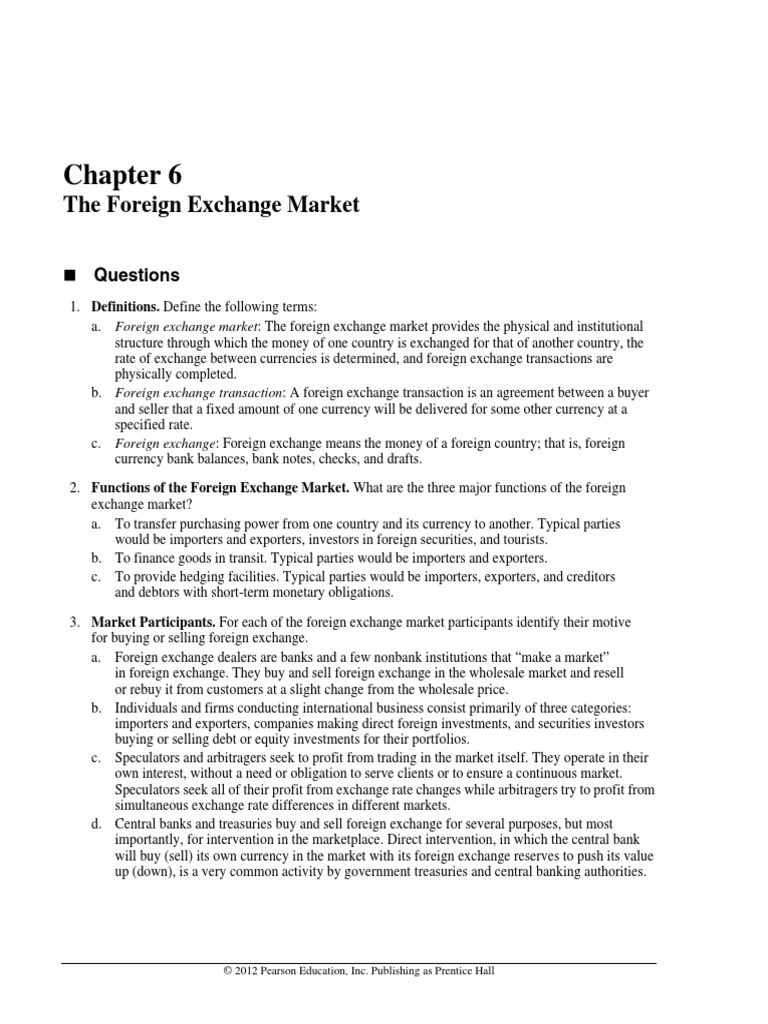 The Foreign Exchange Market: Questions | PDF | Foreign Exchange Market ...