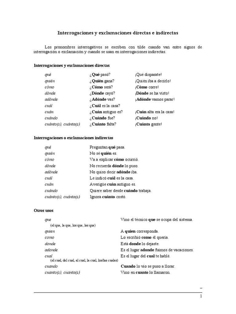 Uso de Tildes en Interrogativos | PDF