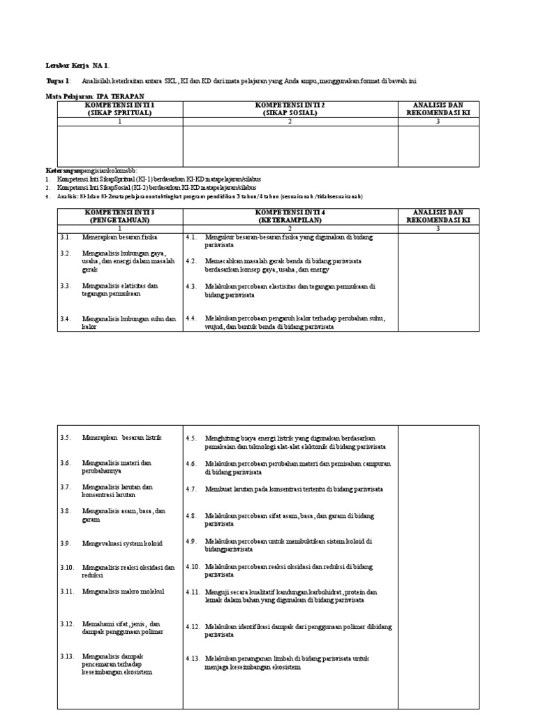 Analisis KI KD Ipa | PDF