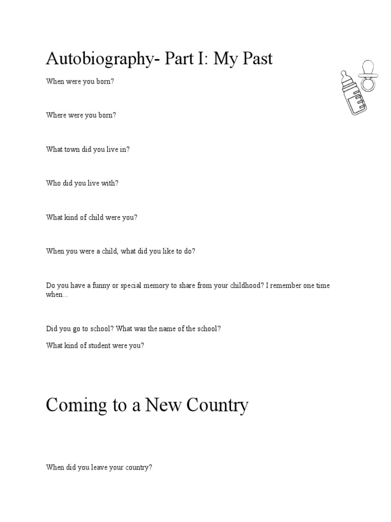 Autobiography-Part I: My Past: Coming To A New Country | PDF | Self ...