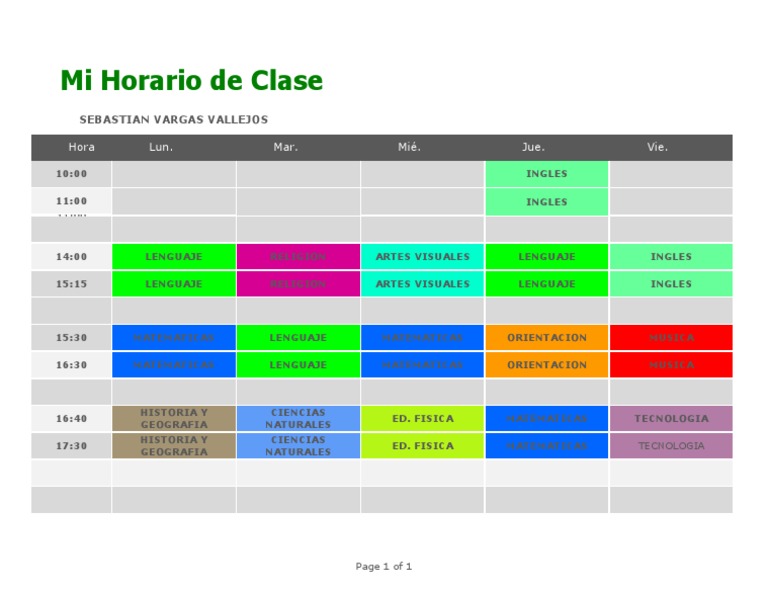 Mi Horario de Clases | PDF