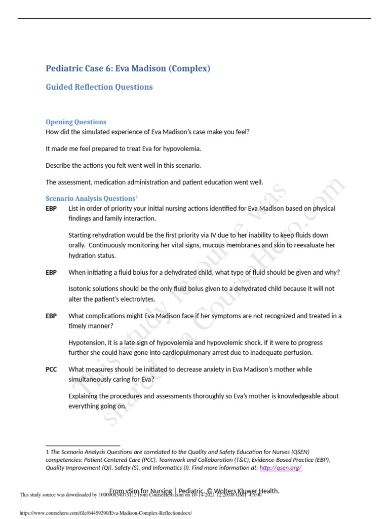 Eva Madison Complex Reflection | PDF | Dehydration | Epidemiology