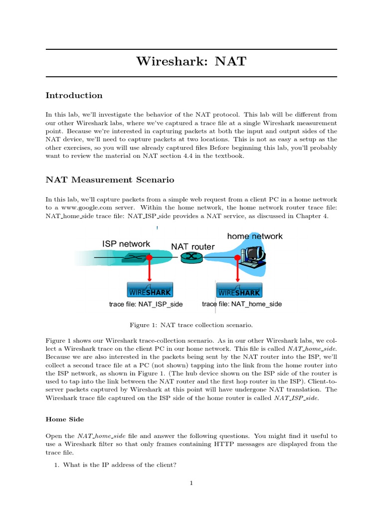 Wireshark NAT | PDF | Transmission Control Protocol | Port (Computer Networking)