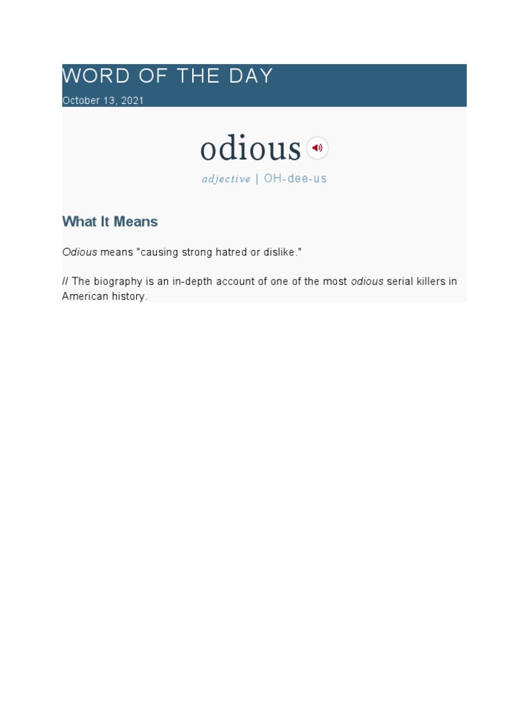 Odious: Word of The Day | PDF