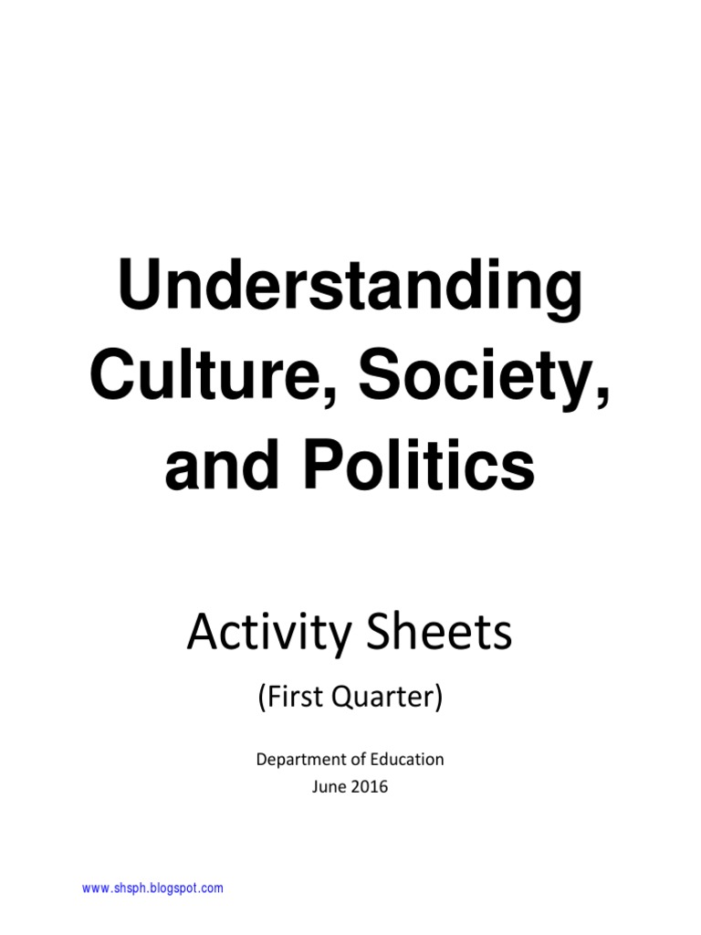 Understanding Culture, Society, and Politics: Activity Sheets | PDF ...