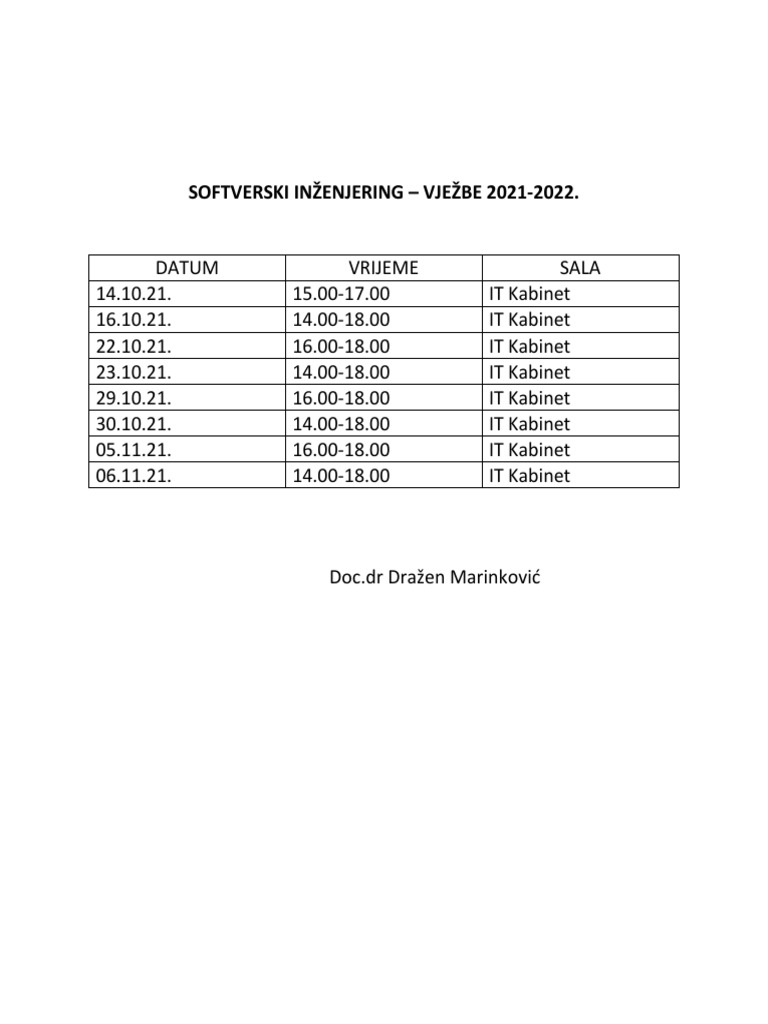 Softverski Inženjering Vježbe 21-22. | PDF | Technology & Engineering