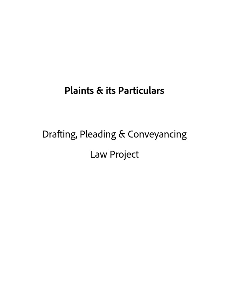 Drafting, Pleading & Conveyancing - Law Project File | PDF | Lawsuit ...