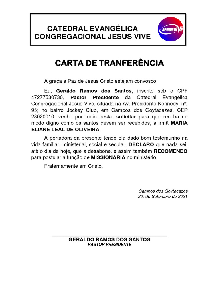 Carta de Transferência | PDF