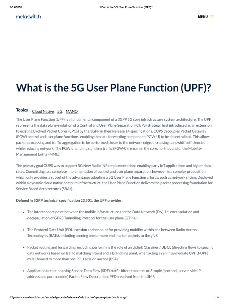 What Is The 5G User Plane Function (UPF) | PDF | Computer Network | Cloud Computing
