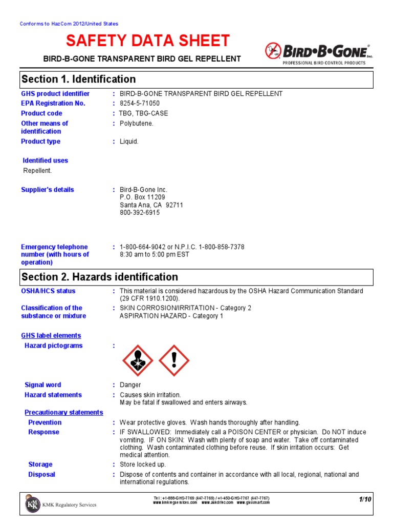 Safety Data Sheet: Section 1. Identification | Download Free PDF ...