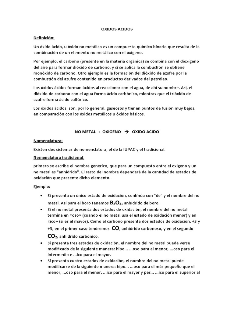 Oxidos Acidos | PDF | Compuestos químicos | Sustancias químicas