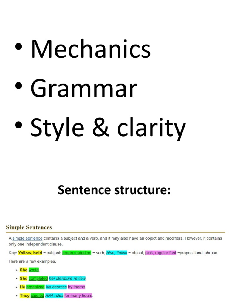 Grammar and Mechanics in Writing | PDF | Language Arts & Discipline