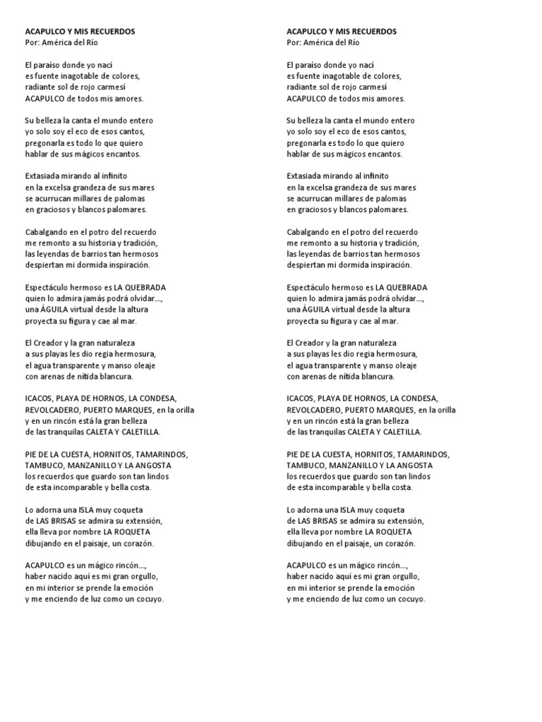 Acapulco y Mis Recuerdos | PDF