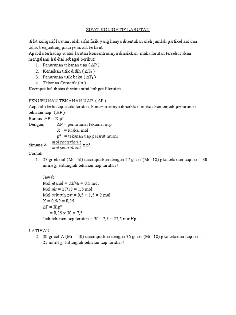Penurunan Tekanan Uap | PDF | Sains & Matematika