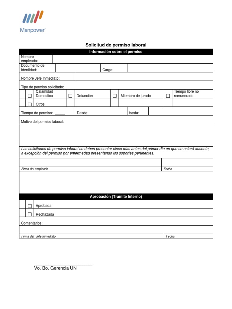 Solicitud Permiso Laboral | PDF