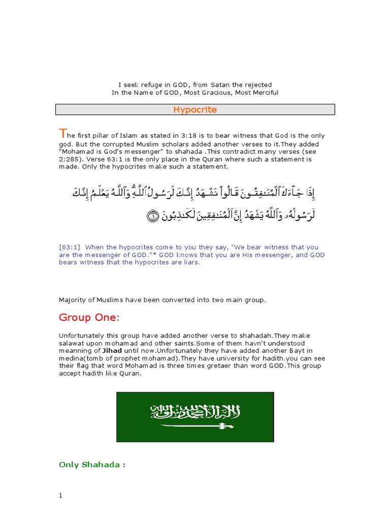 Hypocrite | PDF | Prophets And Messengers In Islam | Islamic Belief And Doctrine