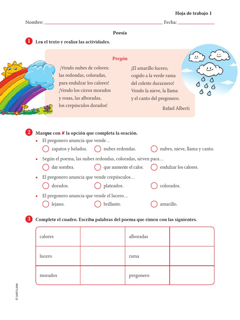 Hoja de Trabajo-La Poesía | PDF