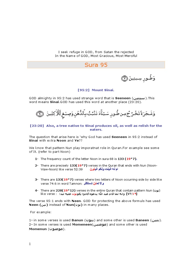 Sura 95 | PDF | Surah | Quran