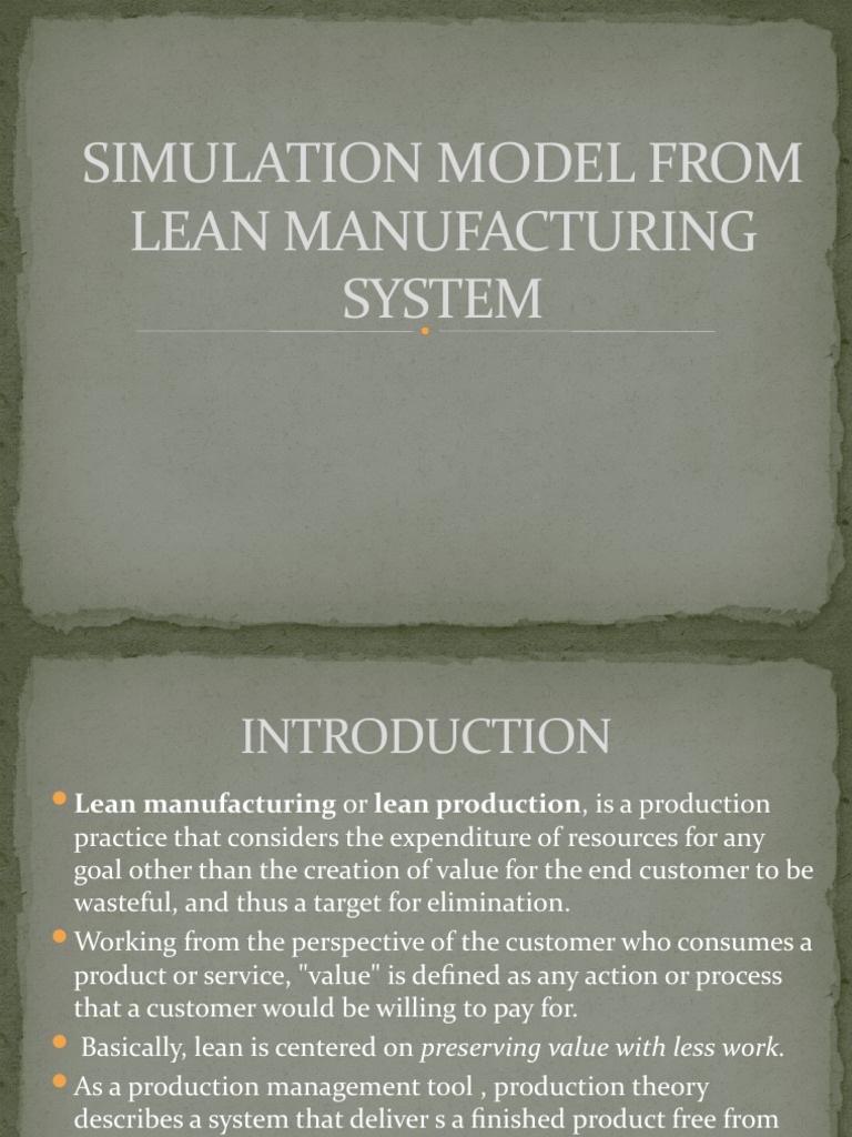 Simulation Model From Lean maNF. | PDF | Lean Manufacturing | Simulation