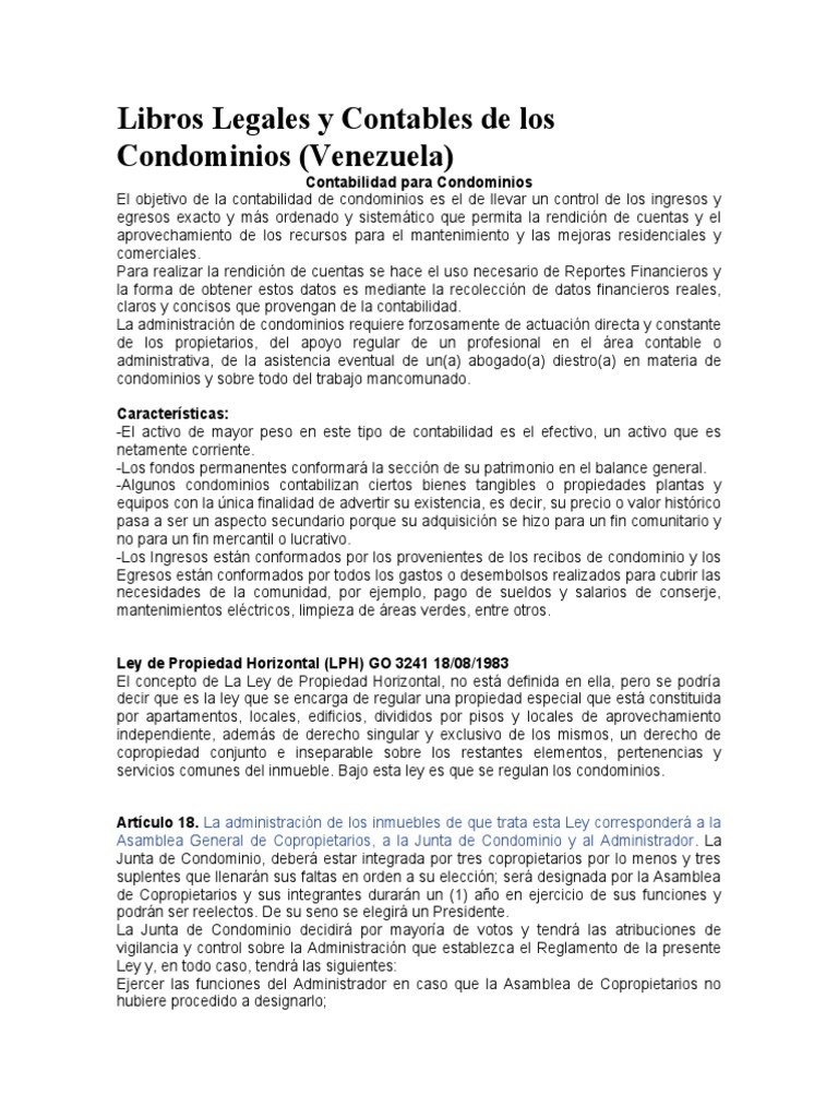 Libros Legales y Contables de Los Condominios | PDF | Condominio ...