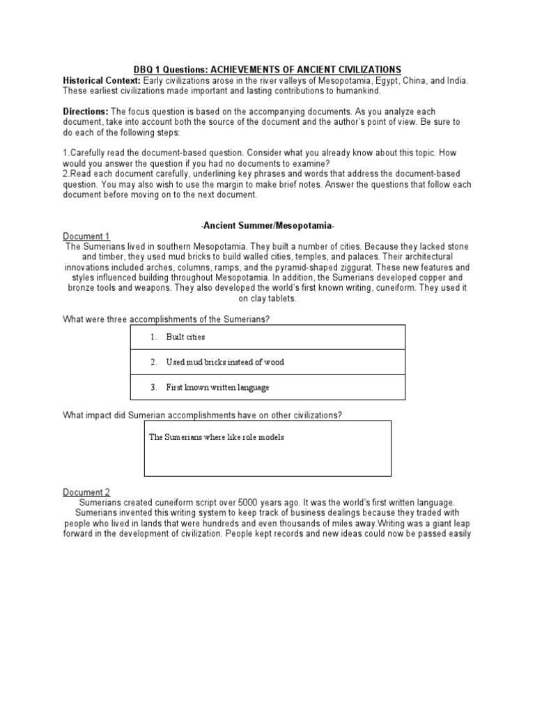 River Valley Civilization DBQ Questions | PDF | Ancient Egypt | Mesopotamia