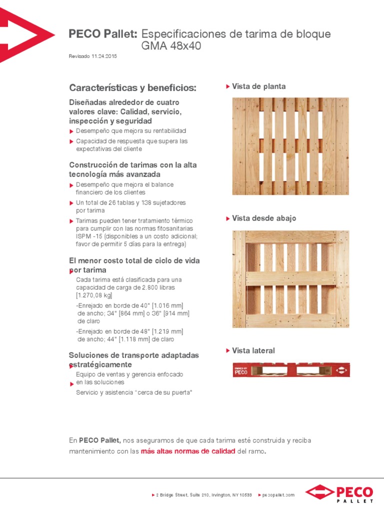 PECO-SP Pallet Spec Sheet Spanish | PDF