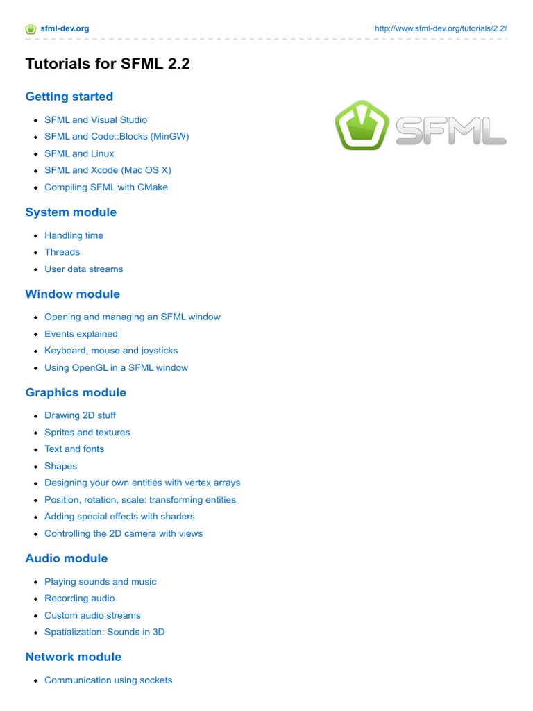 SFML 2.2 - Tutorials | Download Free PDF | Library (Computing) | Xcode