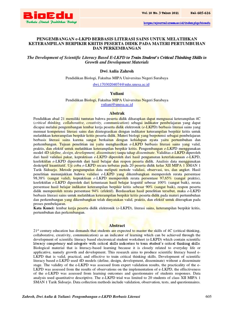 e-LKPD Sains: Latih Berpikir Kritis | PDF