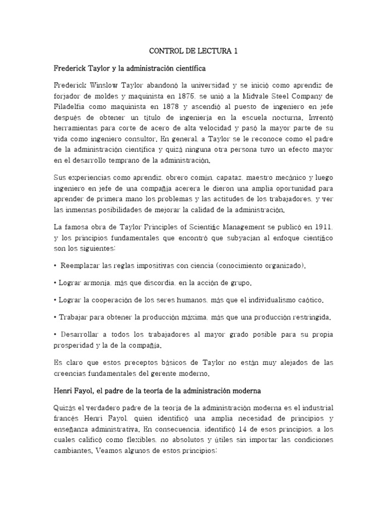 Control de Lectura 1 | PDF