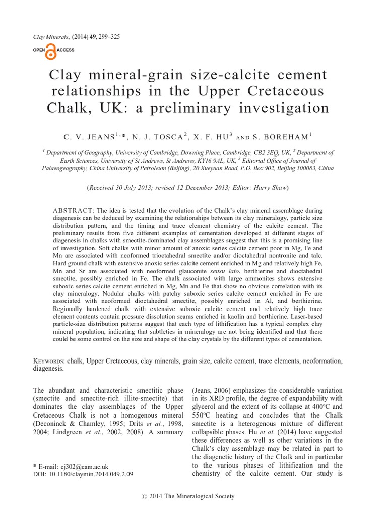 Clay Mineral-Grain Size-Calcite Cement Relationships in The Upper ...