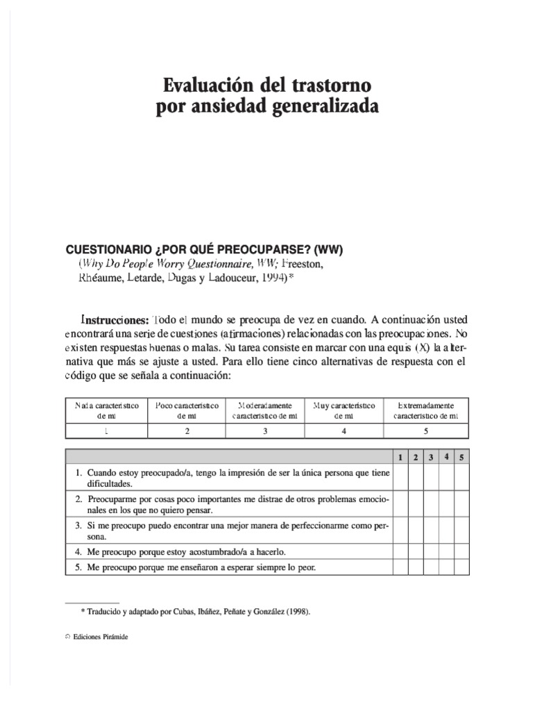 Cuestionario - ¿Por Qué Preocuparse - (Why Worry - ) | PDF | Campos ...