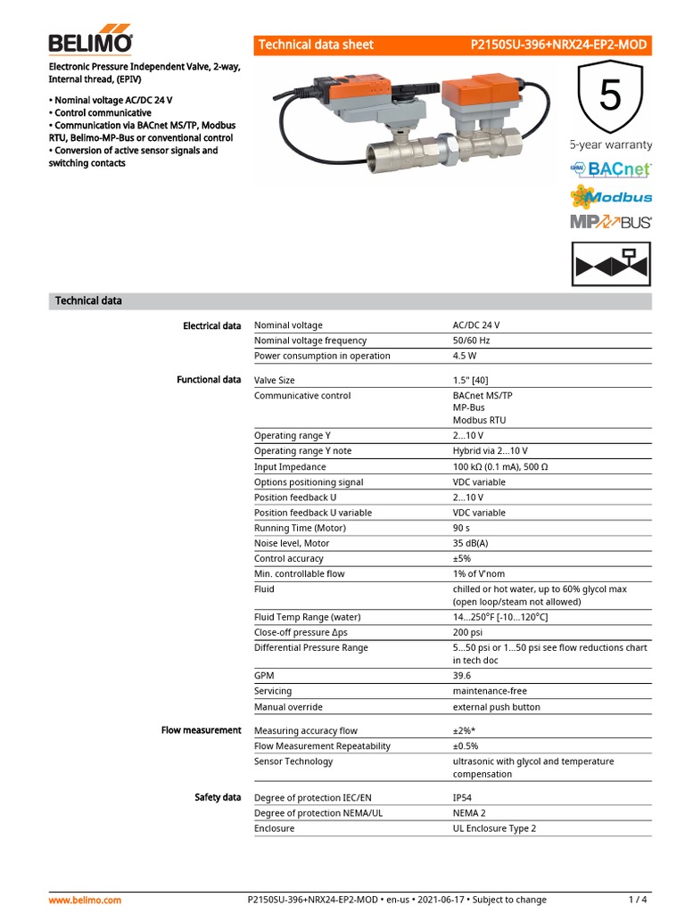 Belimo P2150SU 396 NRX24 EP2 MOD Datasheet en Us | PDF | Flow ...