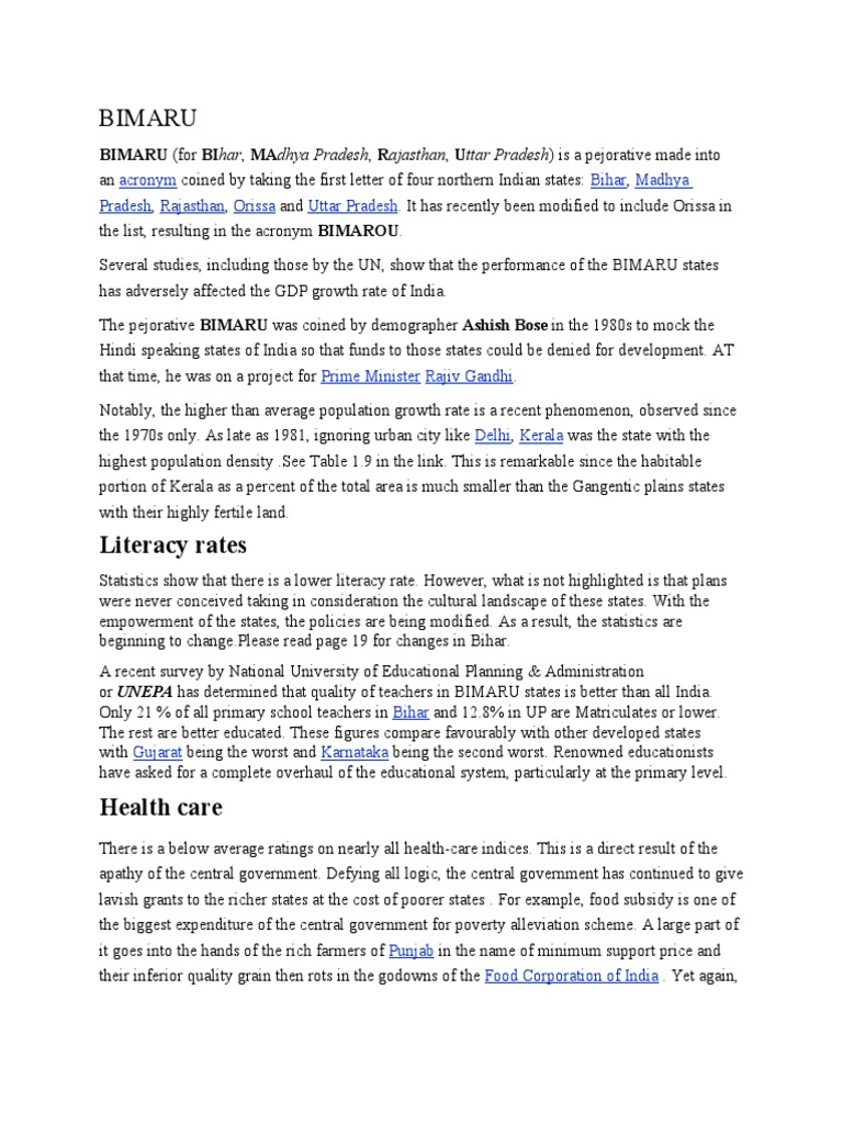 BIMARU | PDF | Economies