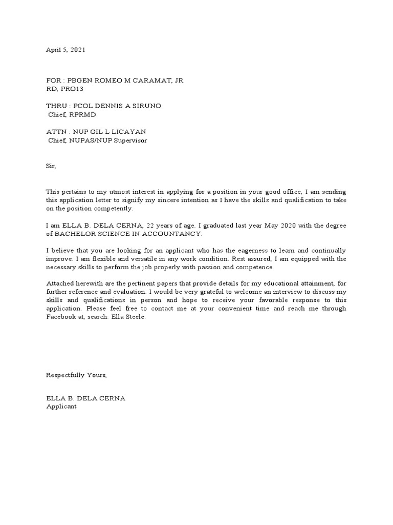 Application Letter | PDF