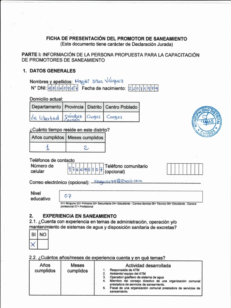 Ficha-De Promotor Magali Silva Vásquez | PDF