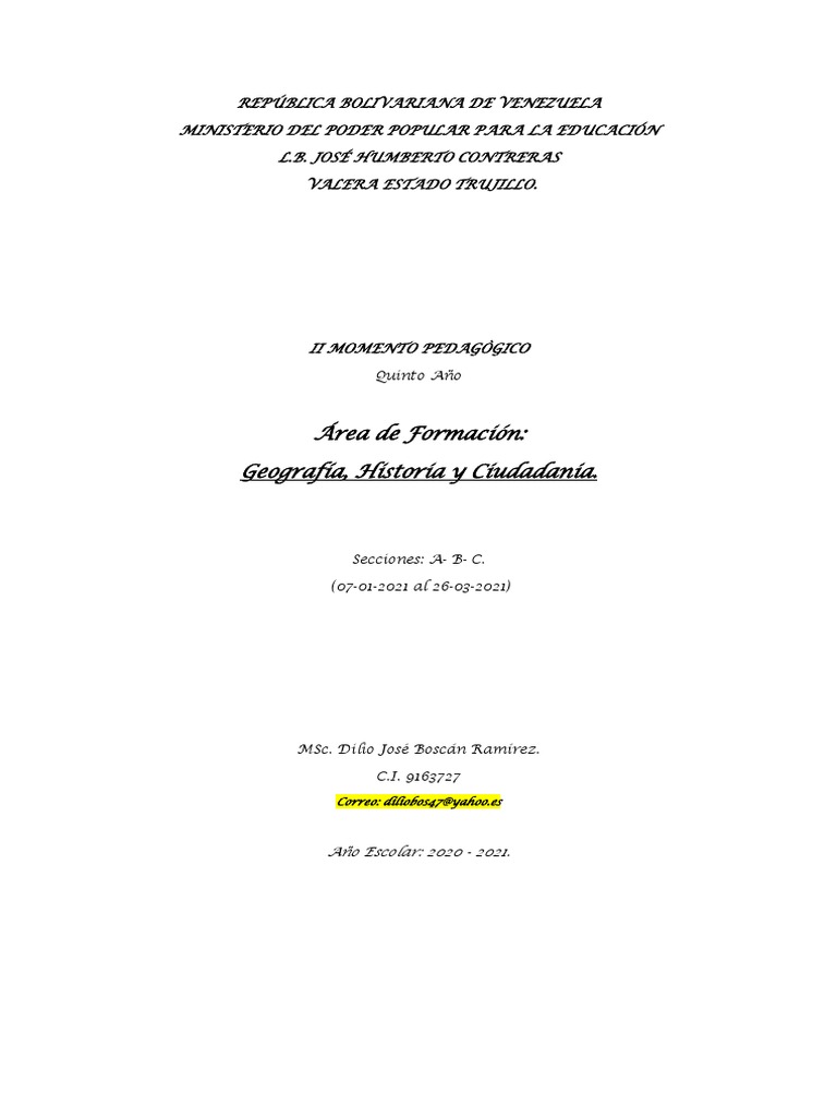 Guia Pedagogica 5 Año Geografia Historia Y Ciudadania Ii Momento