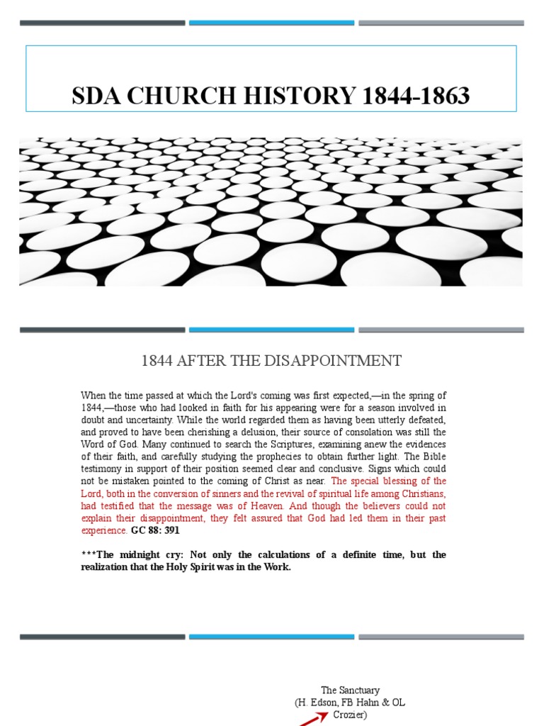 Sda Church History 1844-1863 | PDF | Sin | Seventh Day Adventist Church